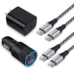 super fast charger kit,20w pd usb phone charger block 38w usb fast car charger for samsung galaxy s23,a03s,a53,a13,a14,s22 ultra,s21fe;google pixel 6a,6/7 pro,7,5;ipad pro,with 2 pack 6ft c-to-c cable