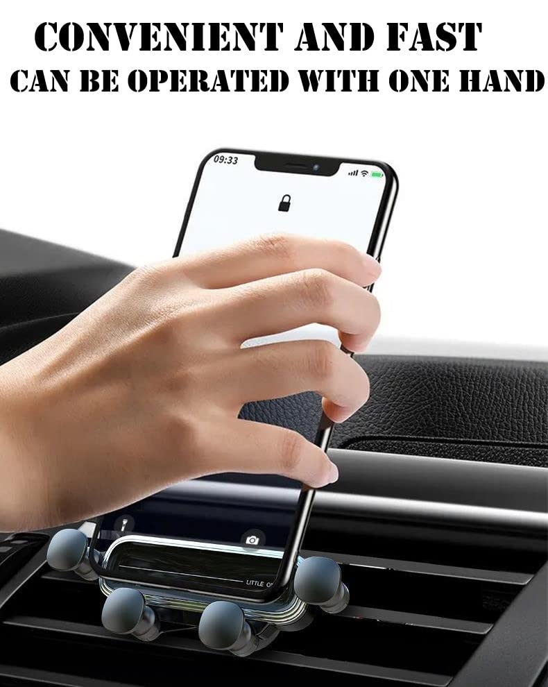 SiMaXuanCar car Phone Holder Vent Phone Holder Auto Lock Gravity Type Phone Holder with knob Locking Hook Clip Suitable for Various Vent Mount Suitable for 2.5~3.5 inch Width Smartphone(Black)