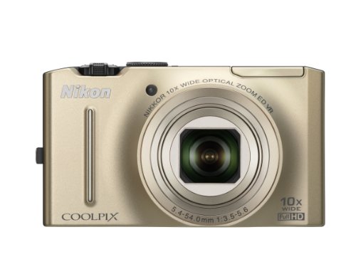 Nikon Coolpix S8100 12.1 MP CMOS Digital Camera with 10x Zoom-Nikkor ED Lens and 3.0-Inch LCD (Gold)