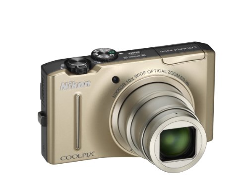 Nikon Coolpix S8100 12.1 MP CMOS Digital Camera with 10x Zoom-Nikkor ED Lens and 3.0-Inch LCD (Gold)