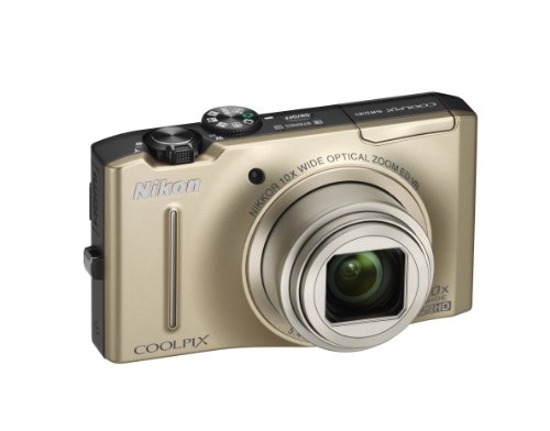 Nikon Coolpix S8100 12.1 MP CMOS Digital Camera with 10x Zoom-Nikkor ED Lens and 3.0-Inch LCD (Gold)