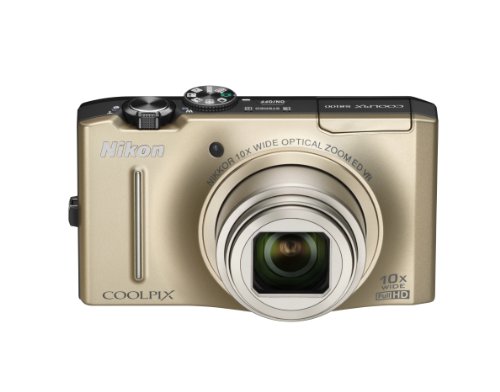 Nikon Coolpix S8100 12.1 MP CMOS Digital Camera with 10x Zoom-Nikkor ED Lens and 3.0-Inch LCD (Gold)