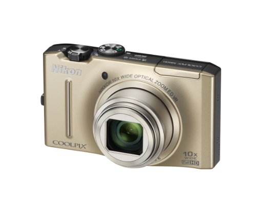 Nikon Coolpix S8100 12.1 MP CMOS Digital Camera with 10x Zoom-Nikkor ED Lens and 3.0-Inch LCD (Gold)