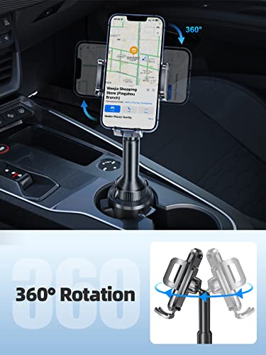 Cup Holder Phone Mount TOPGO Cup Holder Phone Holder for Car with Telescopic Adjustable Neck [Big Phone Friendly & Super Stable] Automobile Smart Phone Cradle for iPhone 14 Pro Max Samsung S23 Ultra