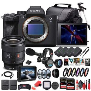 sony alpha a7s iii mirrorless digital camera (body only) (ilce7sm3/b) + sony fe 24mm lens + 4k monitor + pro headphones + pro mic + 2 x 64gb memory card + 3 x np-fz-100 battery + more (renewed)