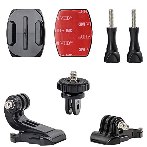 woleyi Action Camera Accessories, Adhesived Curved & Flat Mounts with Buckle, 1/4 Screw Thread with Thumb Screw, Compatible with Gopro Mounts and All Cameras