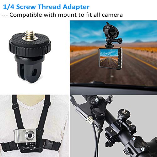 woleyi Action Camera Accessories, Adhesived Curved & Flat Mounts with Buckle, 1/4 Screw Thread with Thumb Screw, Compatible with Gopro Mounts and All Cameras