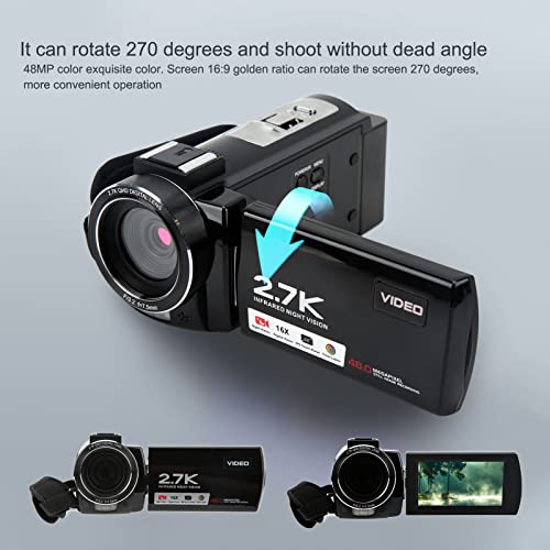 Qiilu Digital Camera Recorder, HD Digital Video Camera 3in IPS Screen 48MP DV Camera Night Vision Recording Camera 100‑240V(#3)