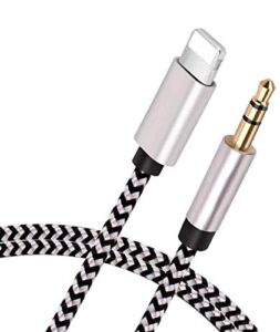 [apple mfi certified] iphone to car stereo cable, [3.3ft/1.0m] lightning to 3.5mm aux audio cord compatible with iphone 12/12 pro/11/xs/xr/x 8 7 6/ipad, ipod to home stereo, speaker, headphone(silver)