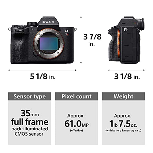 Sony Alpha a7R IV Mirrorless Digital Camera Bundle with 64GB Memory Card, Flexible Tripod, Water Resistant Bag, Starter Kit + More | 35 mm Full-Frame Mirrorless Camera with 61.0 MP