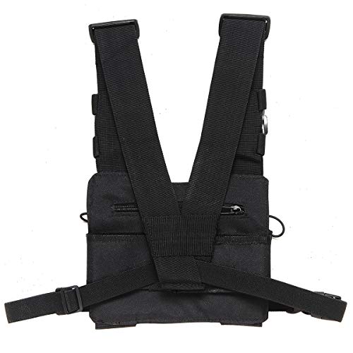 Abbree Front Pack Pouch Holster Vest Rig Radio Chest Harness Chest Bag Carry Case for Baofeng Two Way Radio Walkie Talkie UV-5R BF-F8HP UV-82 TYT Motorola Midland (Black)