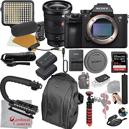 Sony Alpha a7RIIIA (New Model) Mirrorless Digital Camera with 16-35mm f/2.8 Lens Video Bundle + LED Video Light + Microphone + Extreme Speed 64GB Memory(20pc Bundle)