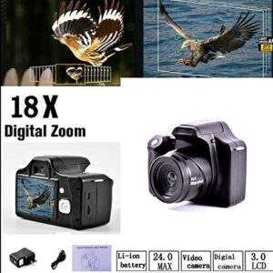 absuyy Digital Camera, 1080p HD Long Focus SLR Camera, 24 Megapixel Digital Camera, 18X Digital Zoom 3 Inch TFT-LCD Electronic Anti-Shake