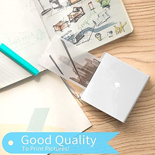 Phomemo M03 Green Photo Printer- Bluetooth Thermal Photo Printer with 6 Roll 2 Inch White/Transparent/Semi-Transparent Thermal Paper, Compatible with iOS + Android for Photos, Journalist, Work, Plan