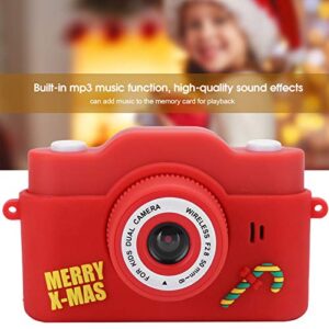 Jopwkuin Santa Child Camera, Red Child Camera Portable Easy to Operate One Key Shooting with Built in Mp3 Music Multi Languages for Gifts for Outdoor