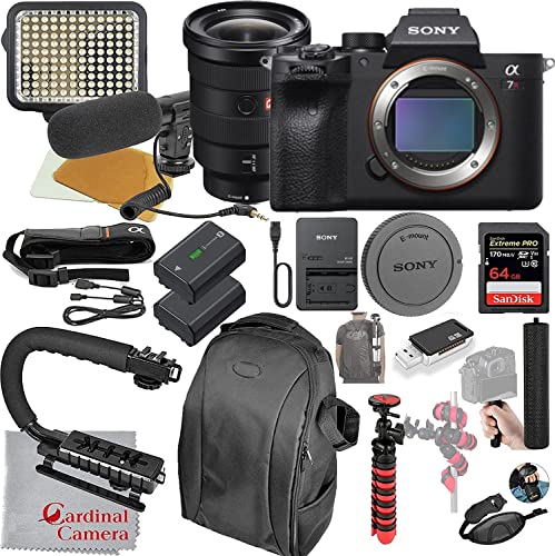 Sony Alpha a7RIVA (New Model) Mirrorless Digital Camera with 16-35mm f/2.8 Lens Video Bundle + LED Video Light + Microphone + Extreme Speed 64GB Memory(20pc Bundle)