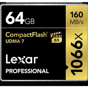 Lexar Professional 1066x 64GB CompactFlash Card, Up to 160MB/s Read, for Professional Photographer, Videographer, Enthusiast (LCF64GCRBNA1066)