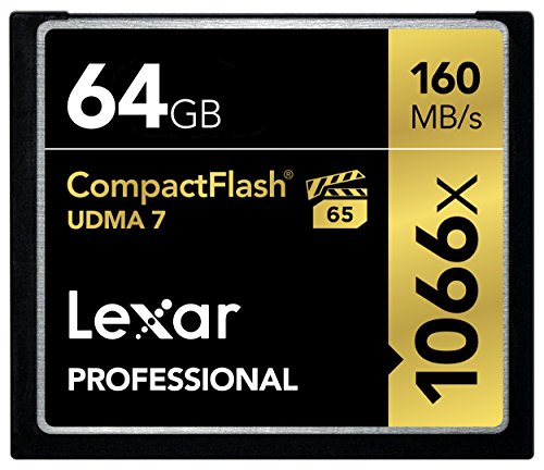 Lexar Professional 1066x 64GB CompactFlash Card, Up to 160MB/s Read, for Professional Photographer, Videographer, Enthusiast (LCF64GCRBNA1066)