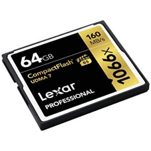 Lexar Professional 1066x 64GB CompactFlash Card, Up to 160MB/s Read, for Professional Photographer, Videographer, Enthusiast (LCF64GCRBNA1066)