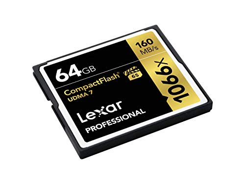 Lexar Professional 1066x 64GB CompactFlash Card, Up to 160MB/s Read, for Professional Photographer, Videographer, Enthusiast (LCF64GCRBNA1066)