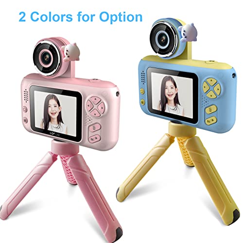 Wennzy 1080P Kids Digital Camera Mini Video Camera for Kids 40MP 2.4 Inch IPS Screen 180° Rotatable Lens Cute Photo Frames Fun Games with Neck Strap Mini Desktop 32GB