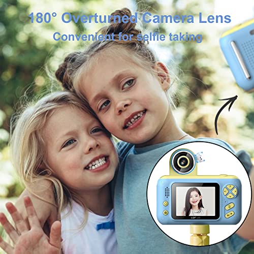 Wennzy 1080P Kids Digital Camera Mini Video Camera for Kids 40MP 2.4 Inch IPS Screen 180° Rotatable Lens Cute Photo Frames Fun Games with Neck Strap Mini Desktop 32GB