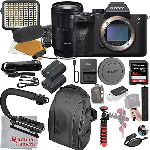 Sony Alpha a7RIVA (New Model) Mirrorless Digital Camera with Tamron 28-75mm Lens Video Bundle + LED Video Light + Microphone + Extreme Speed 64GB Memory(20pc Bundle)