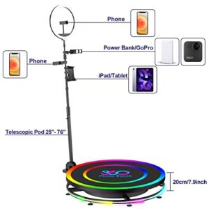 OLEEVEE 360 Photo Booth Machine 60cm for Parties with Ring Light, Free Logo Customization, 1 People Stand on, Remote Control, Automatic Slow Motion 360 Camera Booth(60cm/23.6" with Flight Case)