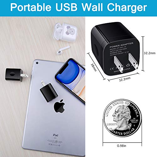 Wall Charger Block, 2.1A/5V Dual Port USB Wall Plug in Phone Travel Power USB Adapter Plug,3Pack Black Charger Cube Fast Charging Compatible iPhone 14 Pro/13/12/SE/11,Samsung Galaxy S23/S22/S21/S20/10