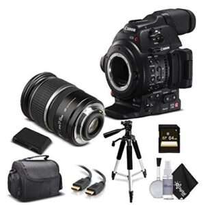 canon eos c100 mark ii with dual pixel cmos af 0202c002 & ef 24-105mm f/4l is ii usm lens with memory card, case, tripod – starter bundle (renewed)