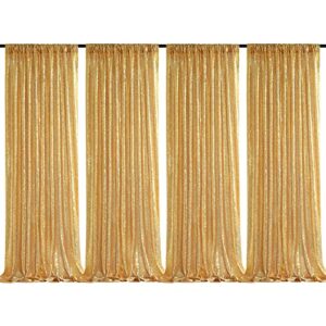 queendream gold sequin backdrop drapes 4 panels 2ftx8ft glitter backdrop curtains for wedding party stage decorations