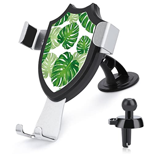 Tropical Leaves Monstera Car Phone Holder Mount Universal Cellphone Vent Clamp for Dashboard Windshield Stand