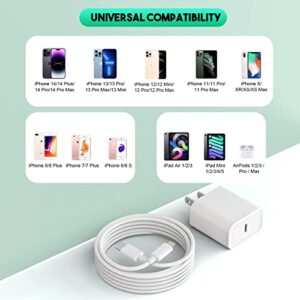 iPhone Charger Fast Charging【Apple MFi Certified】, 2Pack iPhone Charging Block USB C Power Adapter Wall Charger with 6FT iPhone Charging Cable Lightning Cord Compatible with iPhone 14/13/12/11/XS/XR/X