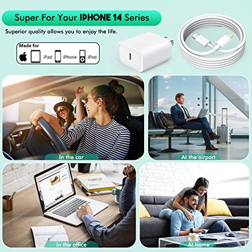 iPhone Charger Fast Charging【Apple MFi Certified】, 2Pack iPhone Charging Block USB C Power Adapter Wall Charger with 6FT iPhone Charging Cable Lightning Cord Compatible with iPhone 14/13/12/11/XS/XR/X