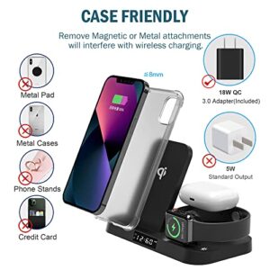 Wireless Charging Station, SLITINTO 3 in 1 Wireless Charger Stand for iPhone 14/13/12 Pro Max/XR/XS, Wireless Charging Dock Pad for Apple Watch 8/7/6/5/4/3/2/SE, AirPods 3/2/Pro