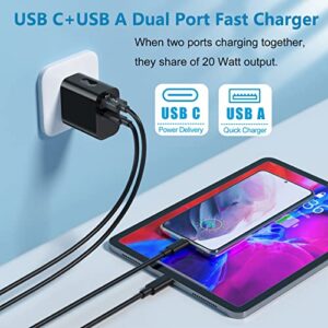 20W USB C Fast Charger+Quick Fast Charger 3.0 Wall Charger, Bangfun 5 Pack Dual Port PD Fast Charging Block Power Adapter Compatible iPhone 14/13/12/11 Pro Max/XR/XS/SE/8/7 Plus, Samsung S20 (Black)