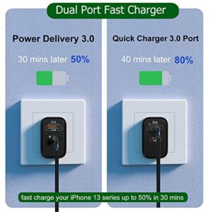 20W USB C Fast Charger+Quick Fast Charger 3.0 Wall Charger, Bangfun 5 Pack Dual Port PD Fast Charging Block Power Adapter Compatible iPhone 14/13/12/11 Pro Max/XR/XS/SE/8/7 Plus, Samsung S20 (Black)