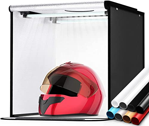 8 Pcs Backgrounds Photo Light Box, SAMTIAN Portable 16x16x16 Inches Photography Studio Light Box Shooting Tent Tabletop Photography Lighting Kit with Brightness Dimmer for Photography