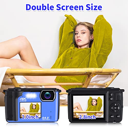 1080P 24MP Vlogging Camera,Digital Camera with 2.8'' Selfie Dual Screens,Video Camera with 16X Digital Zoom(Blue)