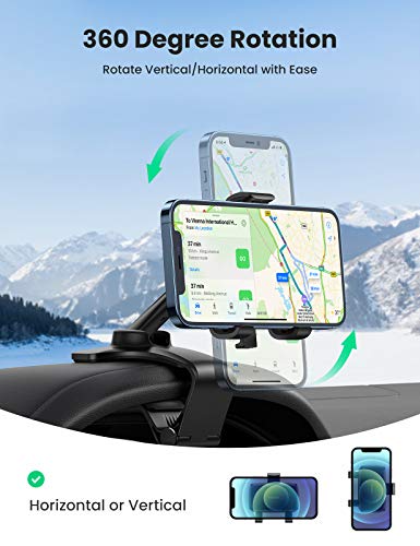 UGREEN Car Phone Holder Dashboard Cell Phone Clip Holder Dash Mount Compatible with iPhone 14 13 12 Pro Max Mini Plus, iPhone 11 SE XS XR 8 7 6 6S Mobile Phone, Black