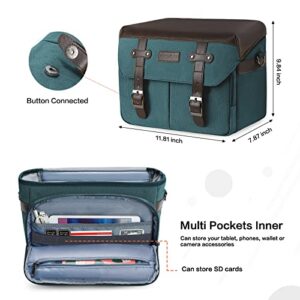 MOSISO Camera Case Crossbody Shoulder Messenger Bag, DSLR/SLR/Mirrorless Photography Vintage PU Leather Flap Gadget Bag with Rain Cover Compatible with Canon/Nikon/Sony Camera and Lens, Teal Green