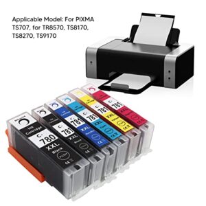 Ink Cartridge with 5% Coverage, Smoothly Print Clear Fadeless Printer Cartridge, for PIXMA TS707 TR8570 TS8170 (BK BK C M Y PB)