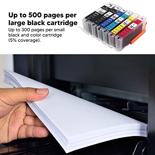 Ink Cartridge with 5% Coverage, Smoothly Print Clear Fadeless Printer Cartridge, for PIXMA TS707 TR8570 TS8170 (BK BK C M Y PB)