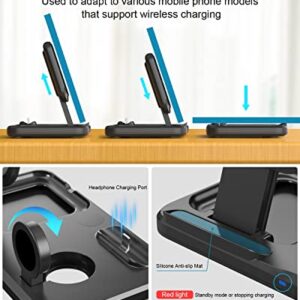 3 in 1 Charging Station for Apple Multiple Devices, Foldable Wireless Charger Portable Travel Charging Dock Charger Stand Compatible with iPhone Airpods Apple Watch with Adapter