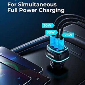 85w USB C Car Charger,WORDIMA USB Car Charger 3Port Fast Charger Cigarette Lighter USB Adapter Compatible with iPhone 14 13 12 Pro Max iPad Pro,Google Pixel,Oneplus,Samsung Galaxy S21,MacBook Pro Air