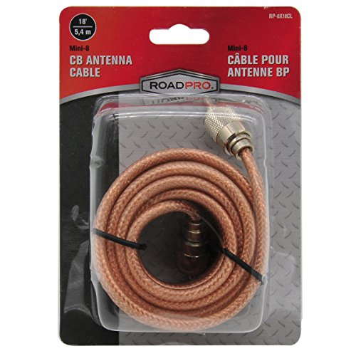 RoadPro RP-8X18CL 18' Clear CB Antenna Mini-8 Coax Cable with PL-259 Connector