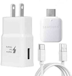 fast charger with usb type c 6.6ft (2m) cable & otg adapter for samsung galaxy s9/s9 plus/s8/s8 plus/s10/s10e/s10 plus/note 8/note 9/note 10/a01/a13/a03s/a21/a30/a31/a32/a33 /a51/a52/a53/a71/s20/s21