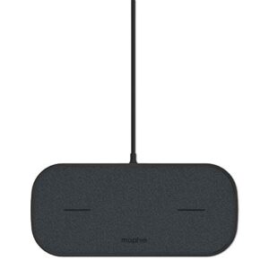 mophie Dual Universal Wireless Charging Pad - 10 Watt, Works with Qi-Certified Devices, Fast Charge for Samsung Galaxy, Google Pixel, Apple iPhone, Apple AirPods, and Extra USB-A Port for Apple Watch