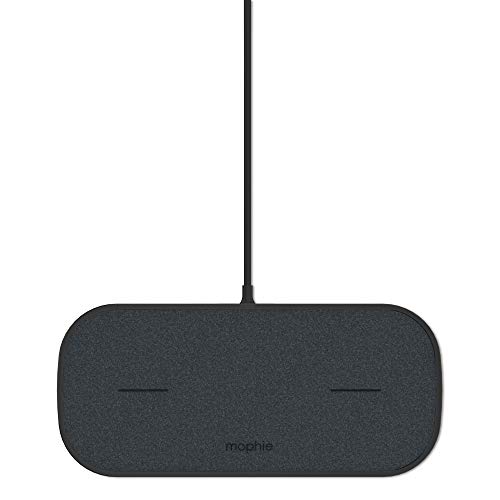 mophie Dual Universal Wireless Charging Pad - 10 Watt, Works with Qi-Certified Devices, Fast Charge for Samsung Galaxy, Google Pixel, Apple iPhone, Apple AirPods, and Extra USB-A Port for Apple Watch