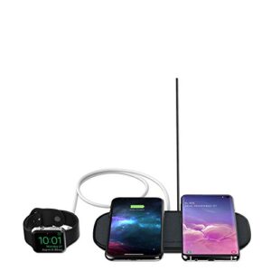 mophie Dual Universal Wireless Charging Pad - 10 Watt, Works with Qi-Certified Devices, Fast Charge for Samsung Galaxy, Google Pixel, Apple iPhone, Apple AirPods, and Extra USB-A Port for Apple Watch